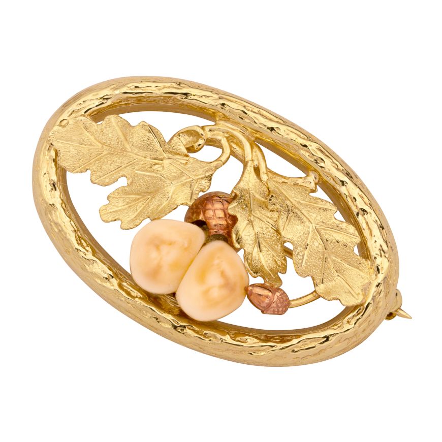 Brosche mit Grandeln in 585er Gold Handarbeit bestellen | Goldschmuck24